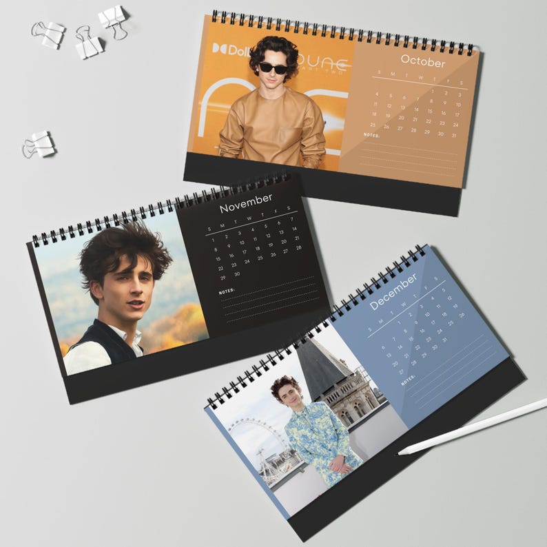 Timothée Chalamet 2026 Desk Calendar | Elegant Celebrity Photo Calendar ...