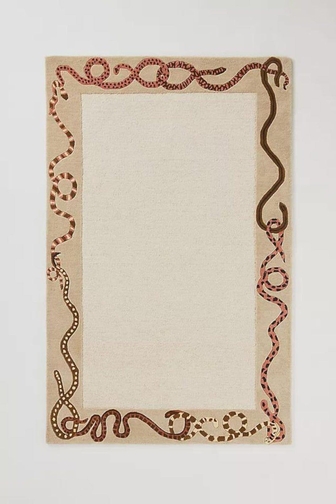Hand Tufted Wool Area Rug | Modern Snake Border Design - Etsy