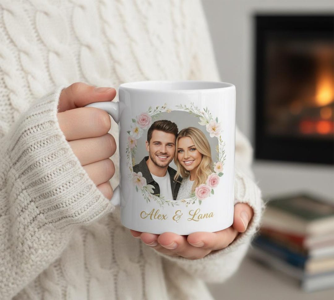 Personalized Ceramic Mug: Custom Names & Heart Design - Etsy