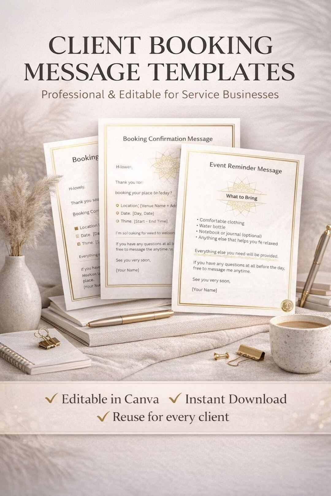 Editable Event Booking Message Templates | Canva Client Communication ...