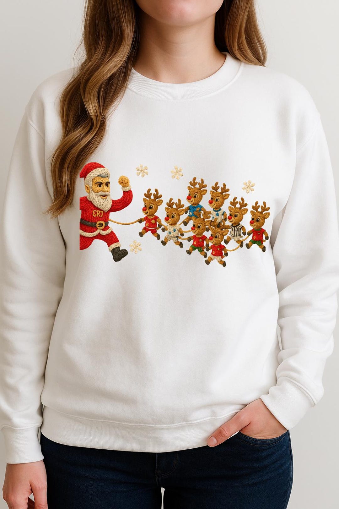 Santa Ronaldo Knitted Reindeer Team PNG | Latch Hook Yarn Christmas ...