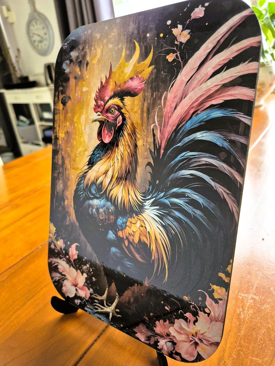 Colorful Rooster Desk Art - Etsy