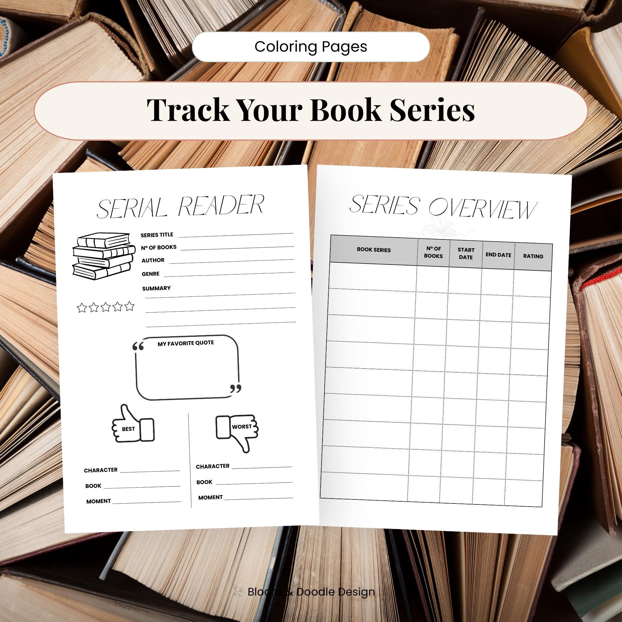 Reading Challenge & Book Series Tracker Mini Bundle | Gamified Reading ...