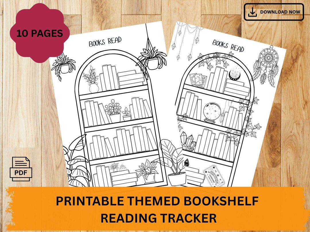 10 Themed Bookshelf Reading Tracker: Printable Book Log (PDF) - Etsy
