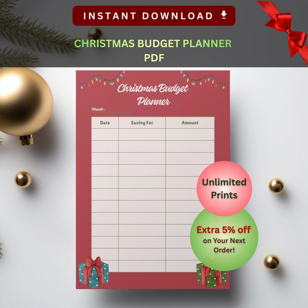 Christmas Budget Planner Printable PDF Holiday Expense & Savings ...