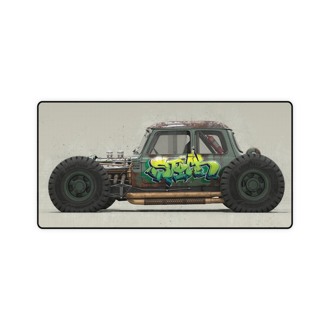 Mini Cooper Rat Rod Desk Mats, Custom Art, 3D Rendering, Large Mouse ...