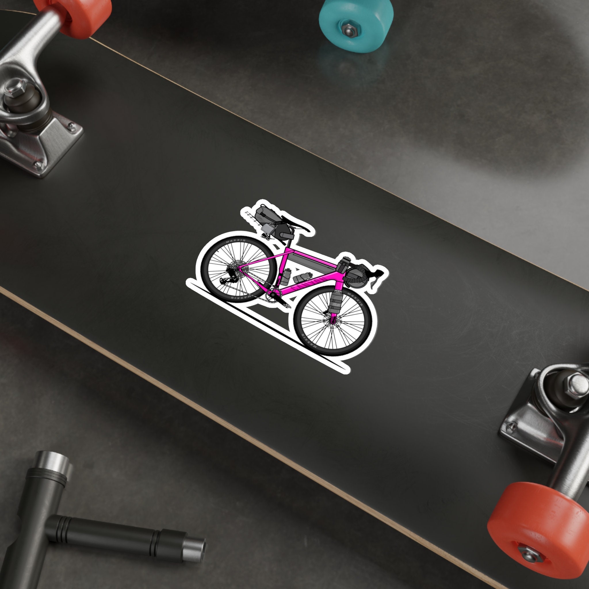 Bikepacking Pink Gavel Bike Die-cut Stickers - Etsy