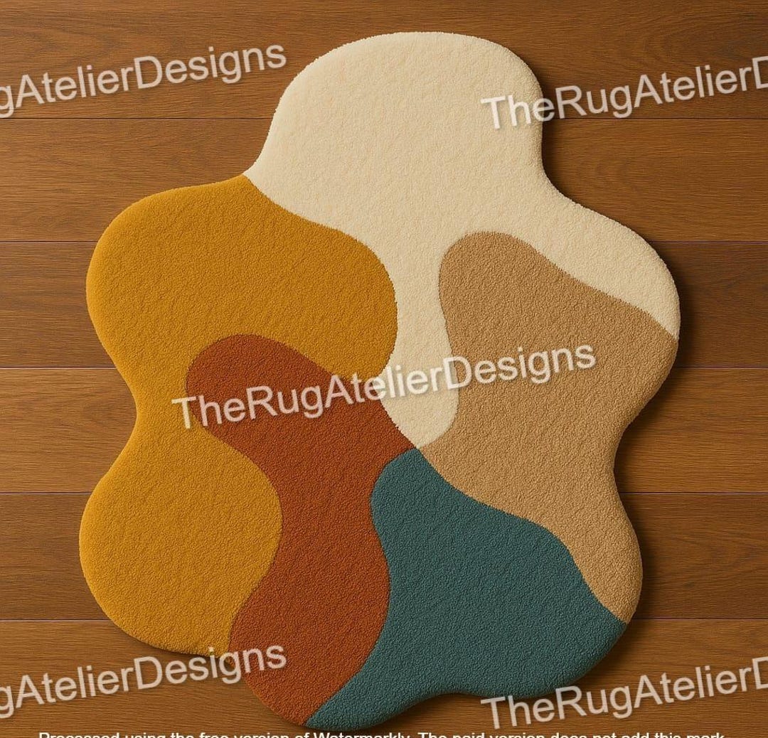 Abstract Organic Shape Rug Modern Colour Block Area Rug Boohoo ...