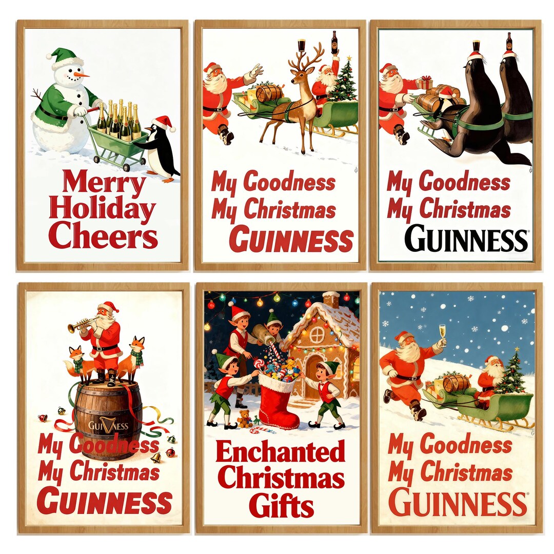 Guinness Santa Claus Poster, Retro Canvas Wall Art Print, Furniture ...