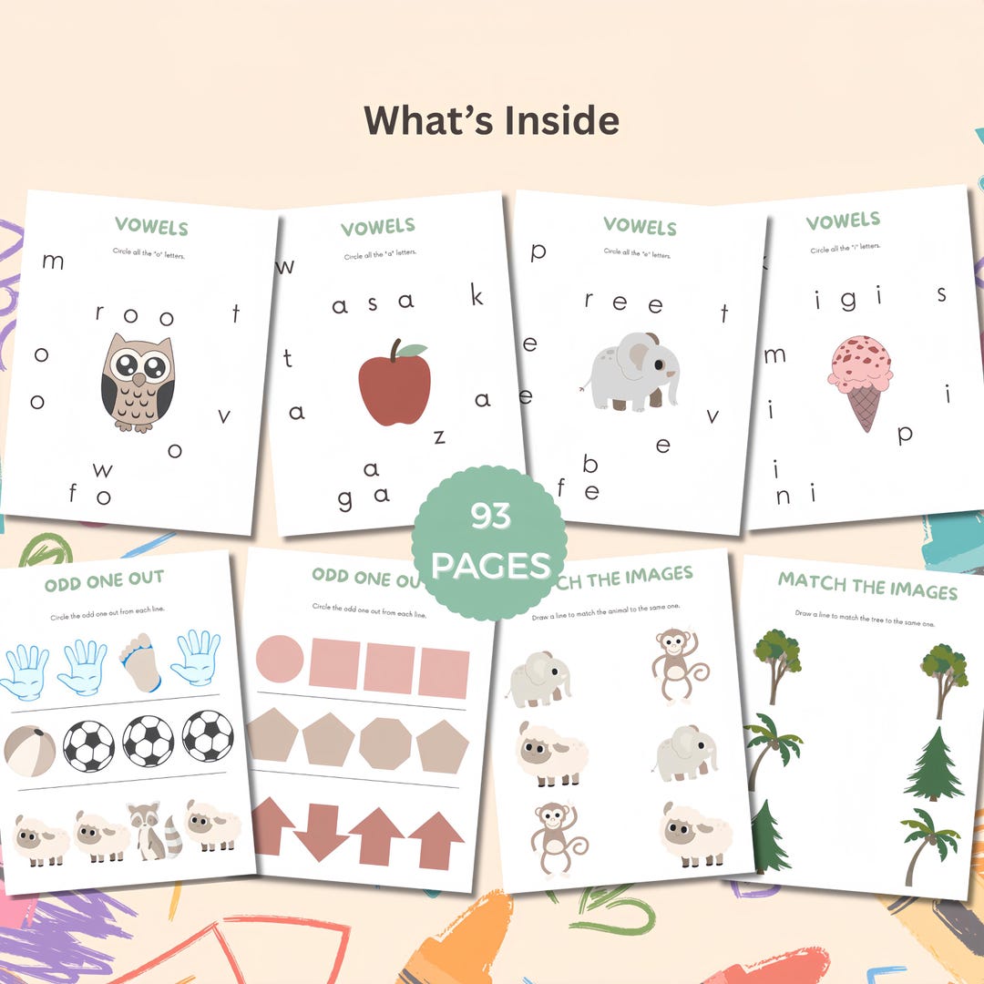 Toddler Learning Workbook | 93 Pages, Numbers, Letters (PDF Printable ...