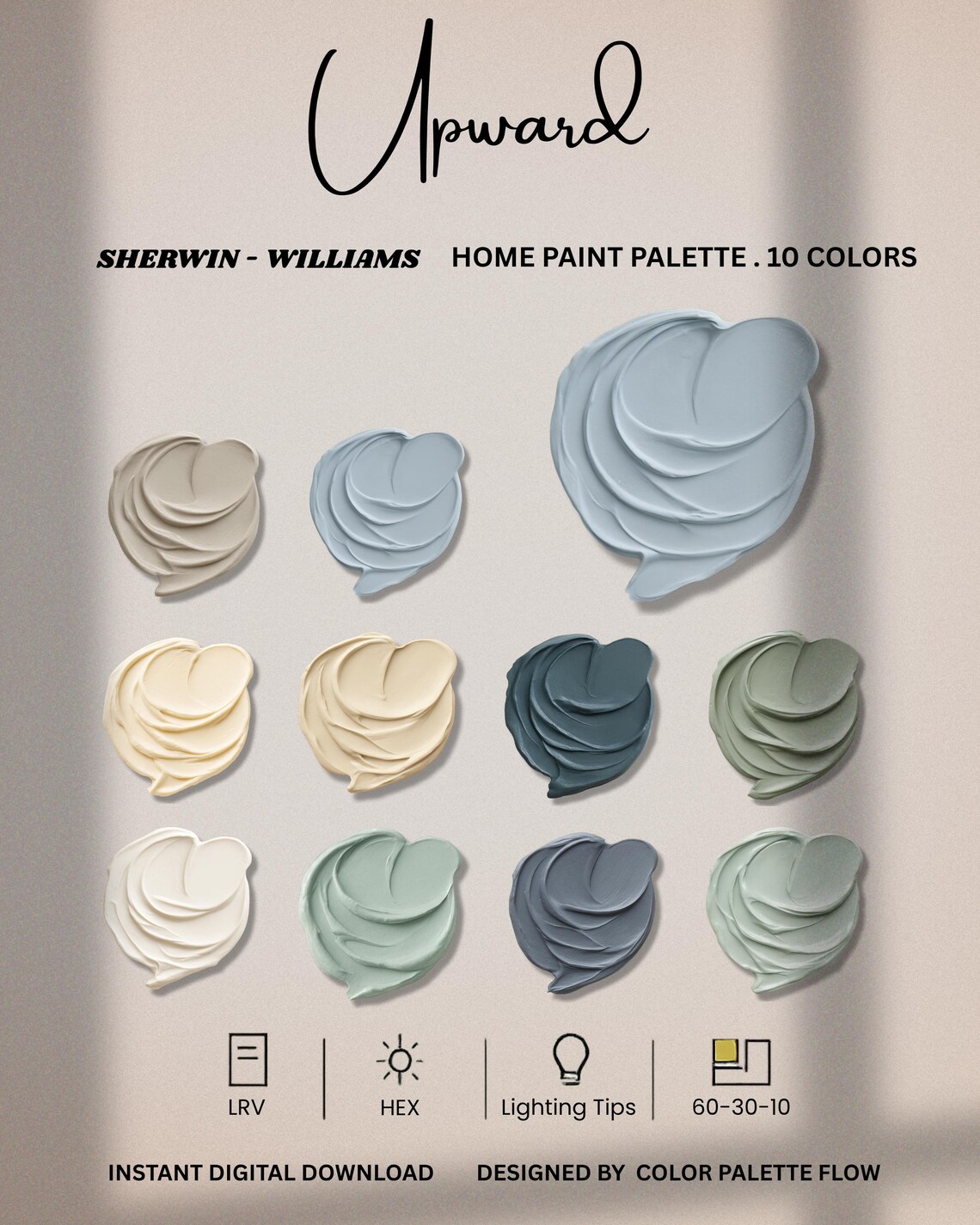 Sherwin-williams Upward Paint Palette: Coastal Blues (digital Download ...
