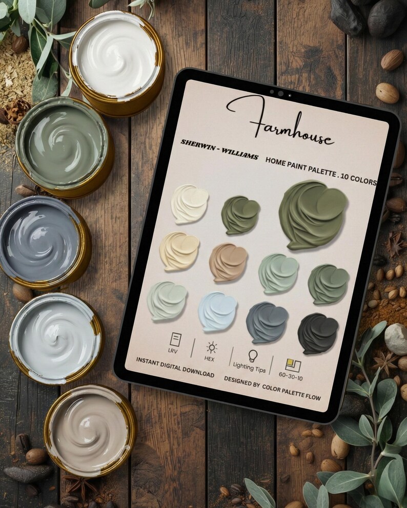 Farmhouse Paint Palette – Sherwin-williams, Rustic Neutrals (digital ...