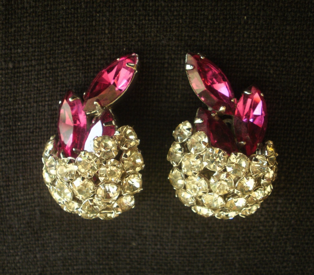 RARE Vintage KRAMER Rhinestone Earrings Clip On - Etsy