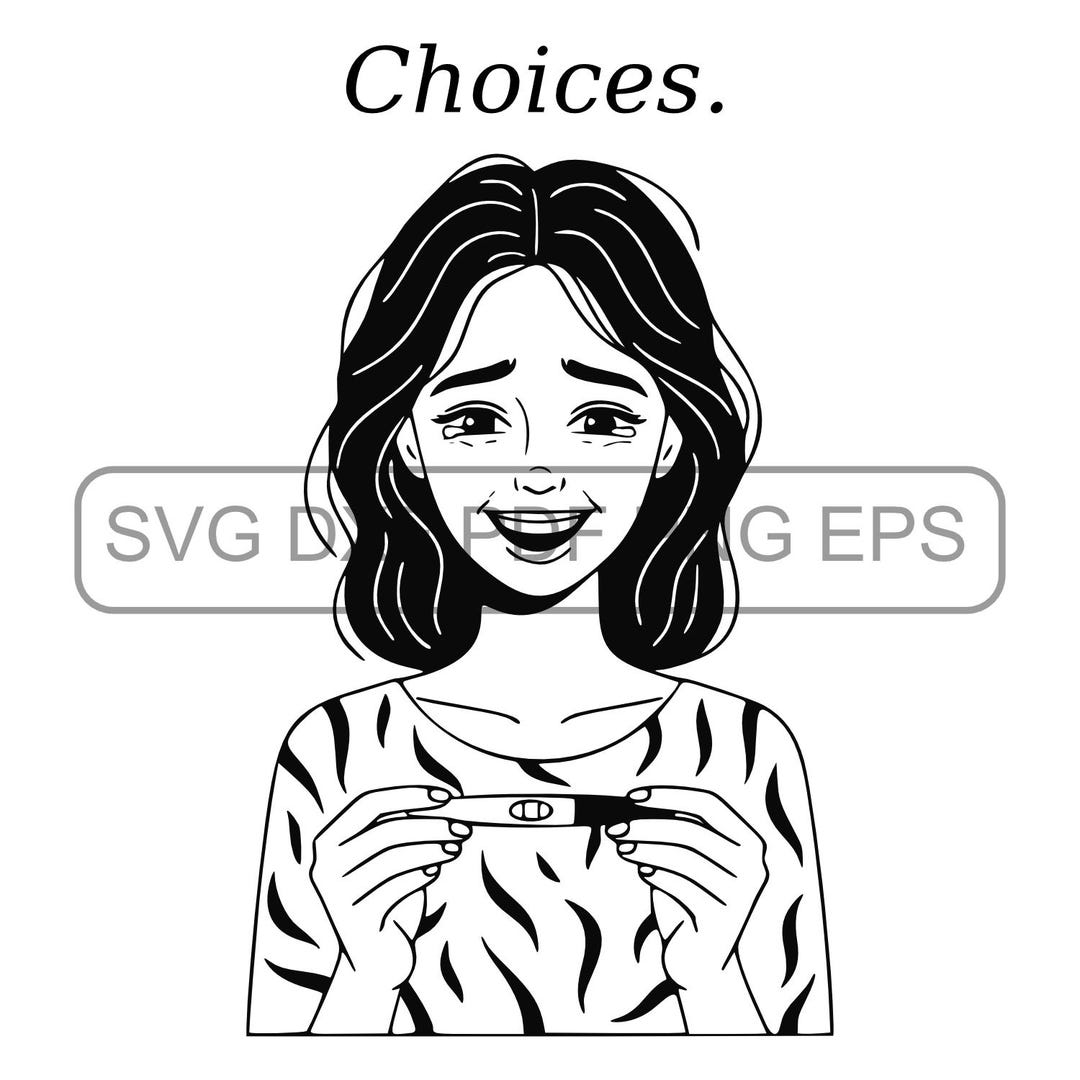 Pregnancy Test Line Art | Woman Illustration Clipart (digital Download ...