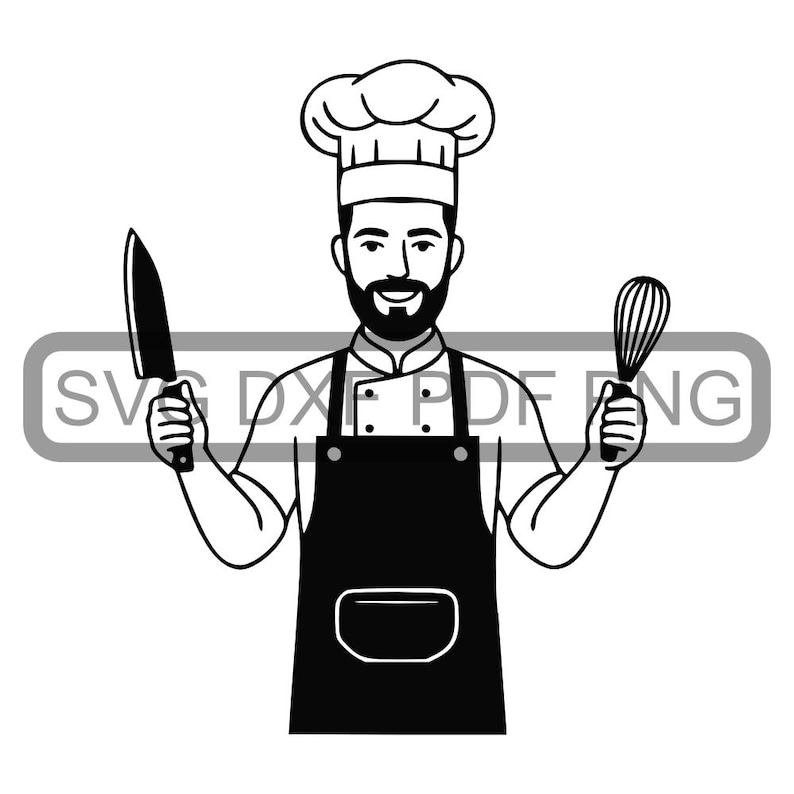 Chef Vector Clipart: Kitchen Art SVG DXF PDF (digital Download) - Etsy