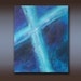 Original Abstract Cross Painting: Blue Acrylic Art, 24x30 Canvas - Etsy