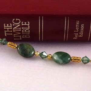 Green African Jade Beaded Bookmark With Brass Cross Swarovski - Etsy