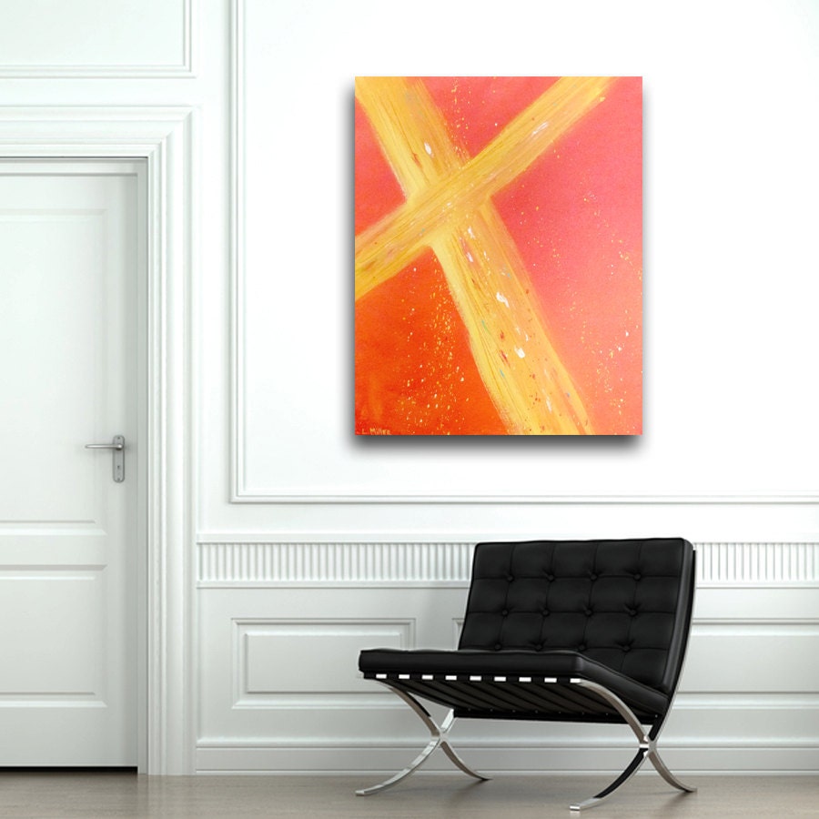 Original Abstract Gold Cross Painting: Christian Acrylic Art (16x20 ...