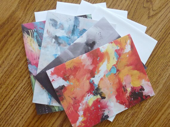 Abstract Art Note Cards Colorful Stationery by Linda Miller | Etsy
