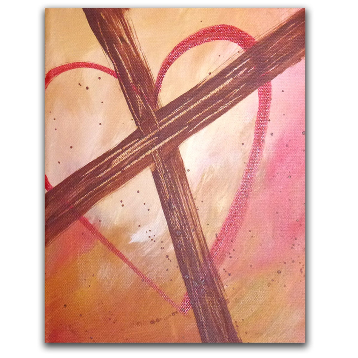 Original Abstract Painting 8x10, Cross With Heart Wall Art ...