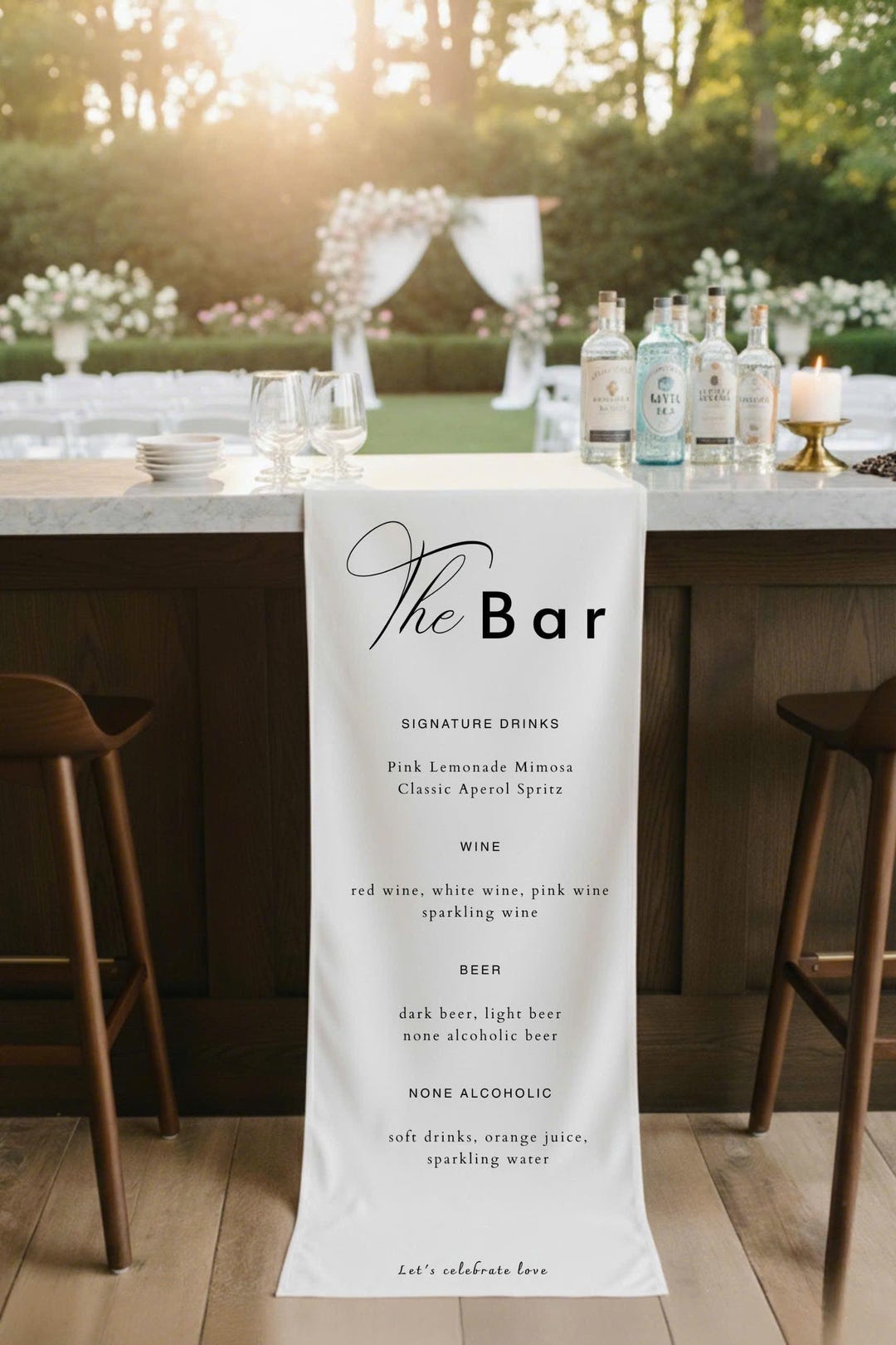 Linen Wedding Bar Menu Sign, Elegant Drink Menu Banner, Wedding Linen ...