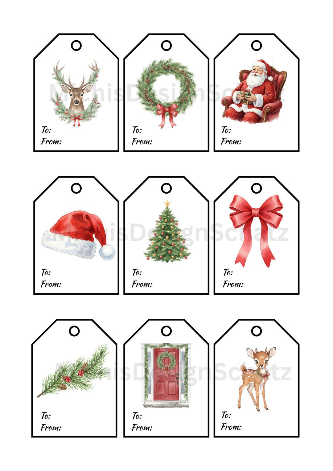 Vintage Christmas Gift Tags Template - Printable Holiday Labels ...