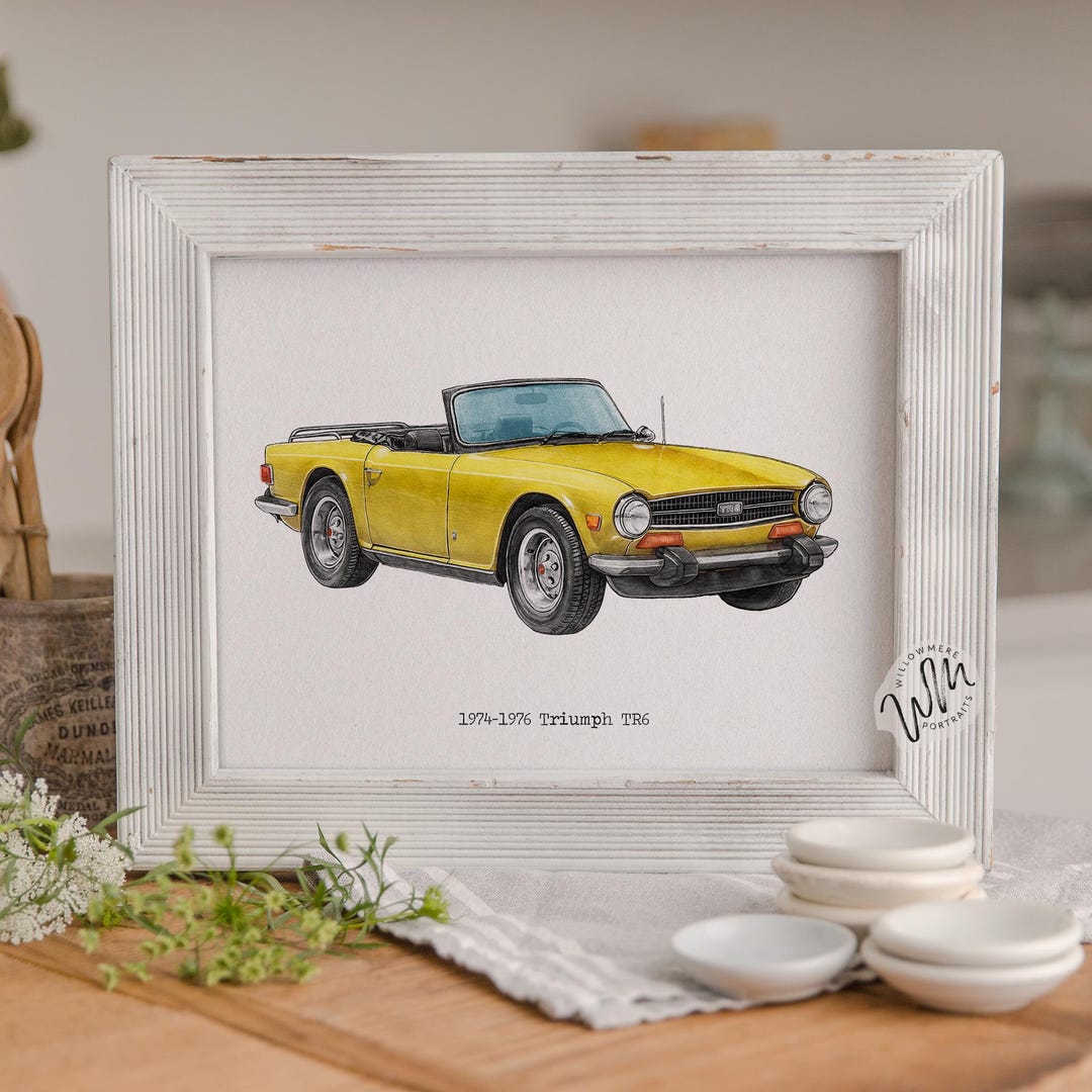 Custom Car Drawing, Triumph Car Custom, Hand Drawn Portrait, Car From ...