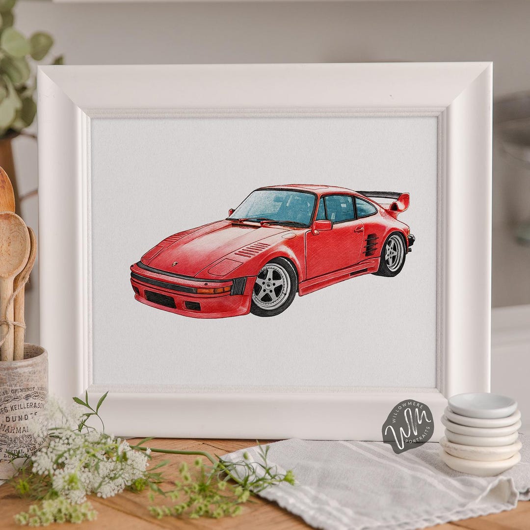 Custom Car Drawing, Retro Car, Sport Car From Photo, Hand Drawn Car ...