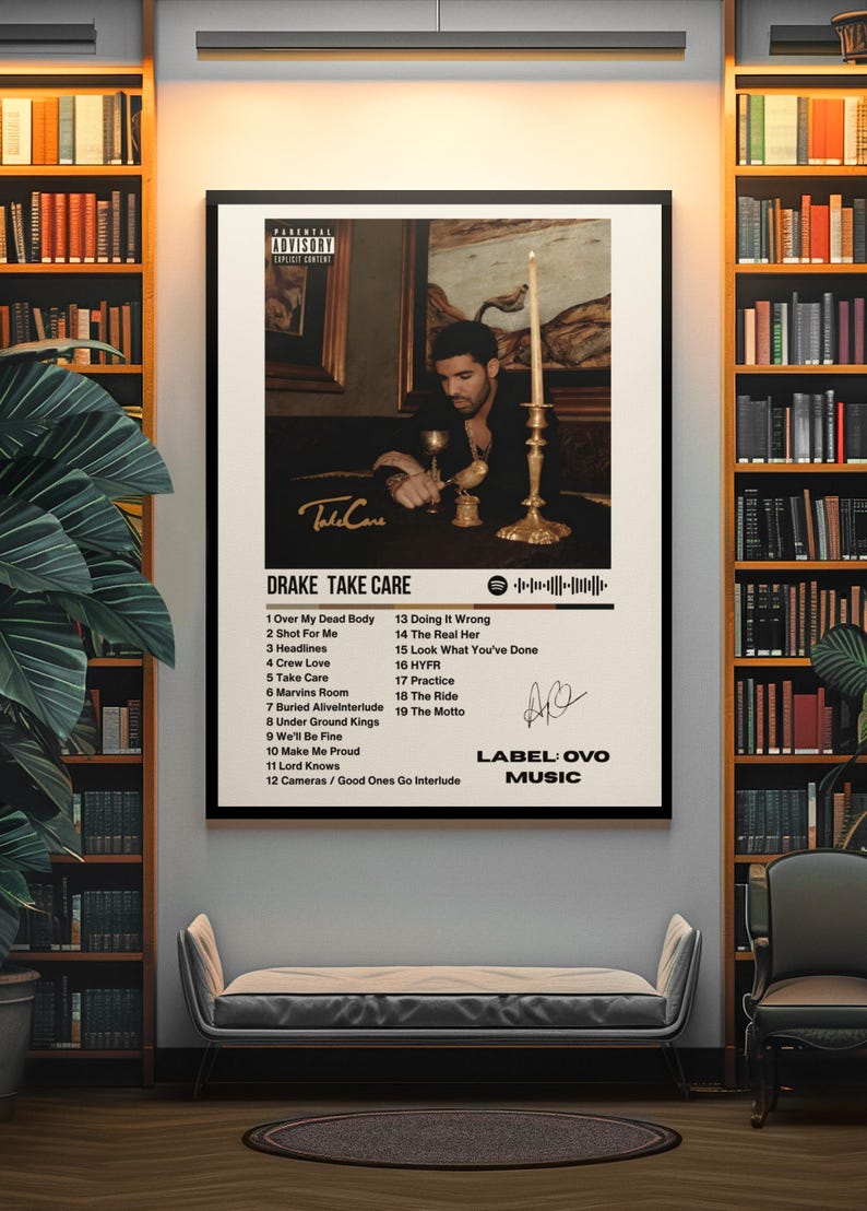 Vintage Drake Take Care Album Print | Music Room Decor Poster ...