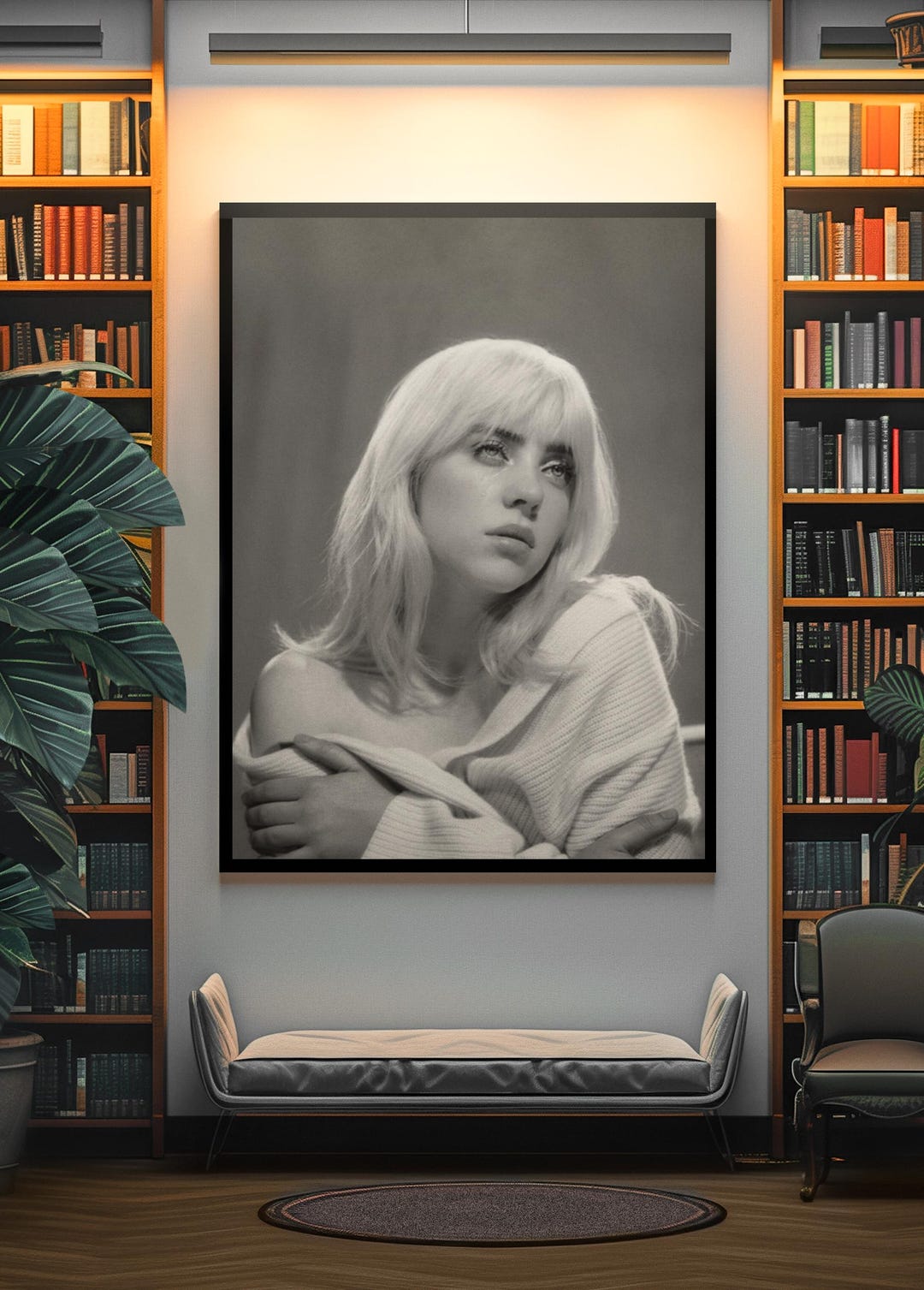 Y2K Billie Eilish Portrait Wall Art | Modern and Music Room Decor Print ...