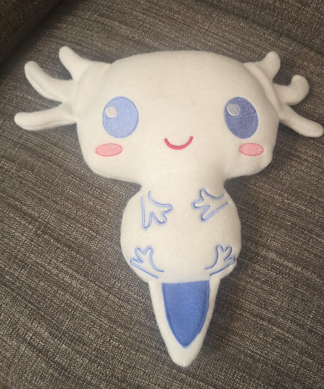 White and Blue Axolotl Stuffie - Etsy