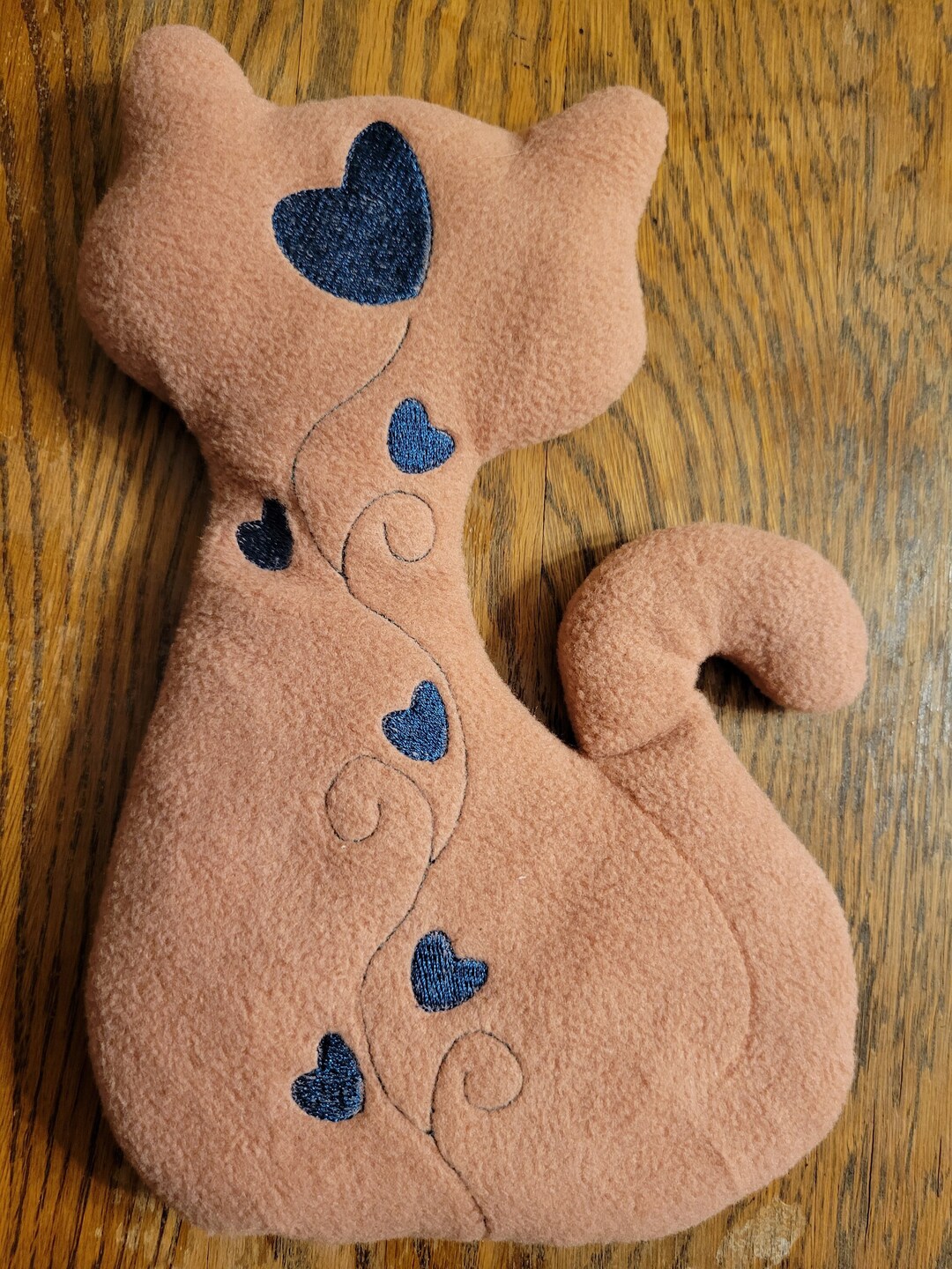 Microwave Heat Pad Mauve Cat With Teal Hearts Comfort Buddy - Etsy