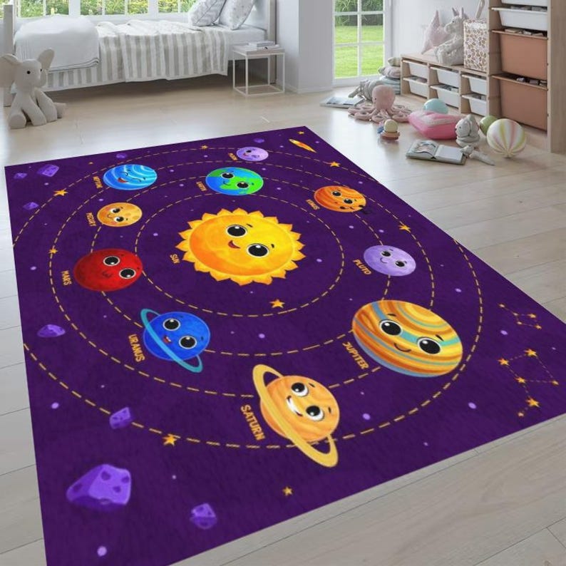Kids Solar System Area Rug, Educational Nursery Playroom Carpet - Etsy