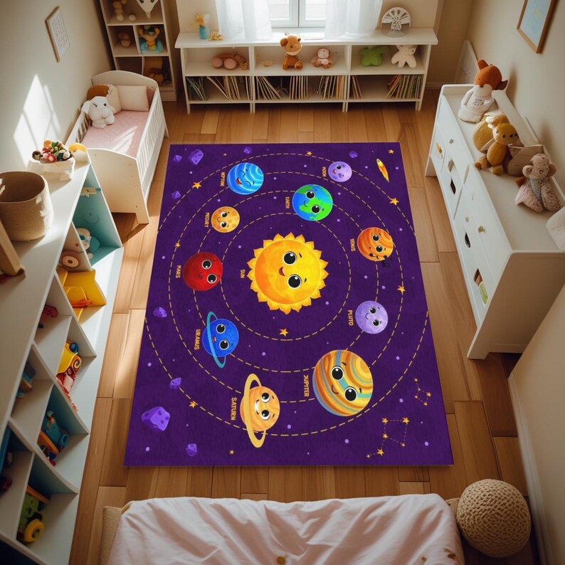 Kids Solar System Area Rug, Educational Nursery Playroom Carpet - Etsy