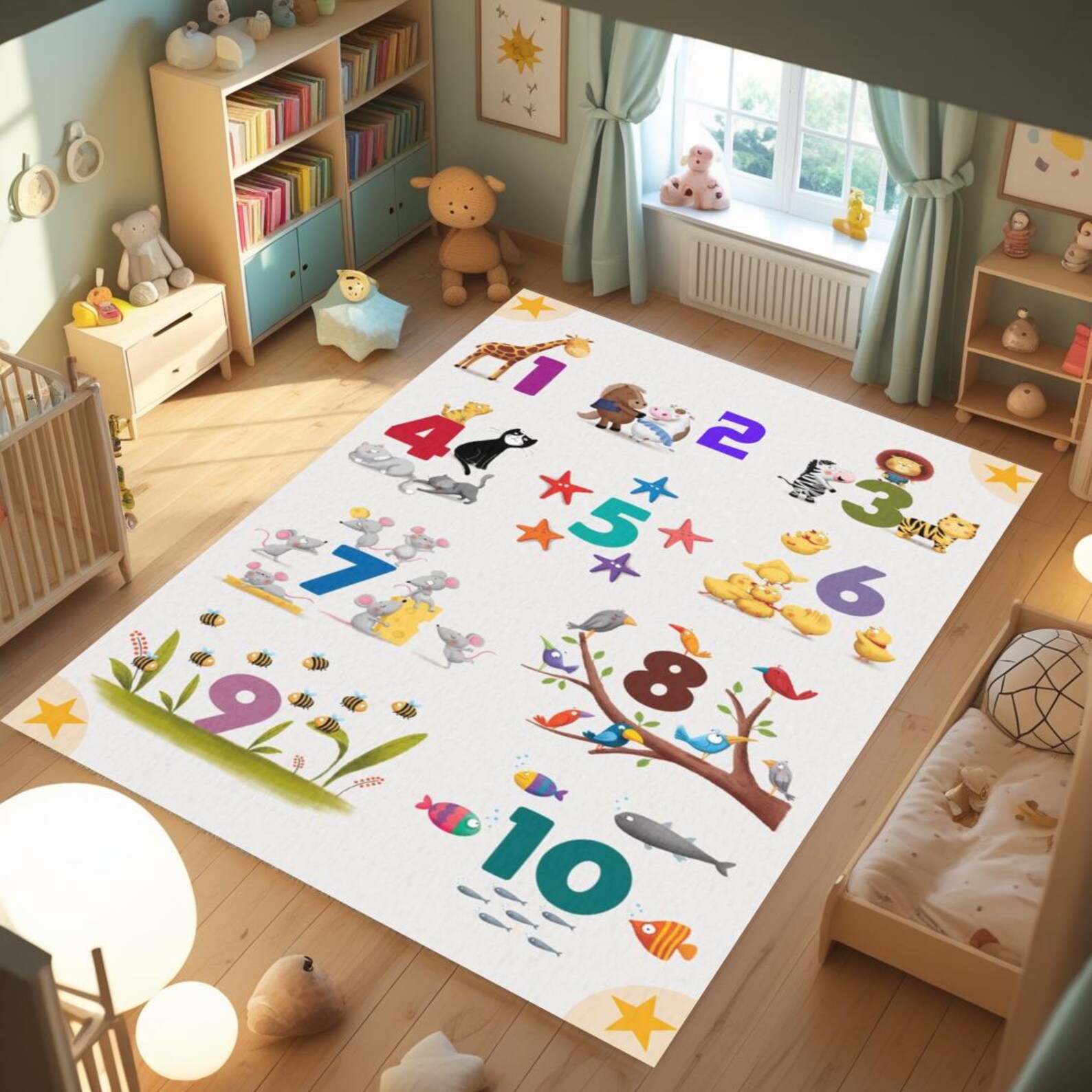 Numbers Learning Kids Rug , Educational Animal Counting Carpet ...