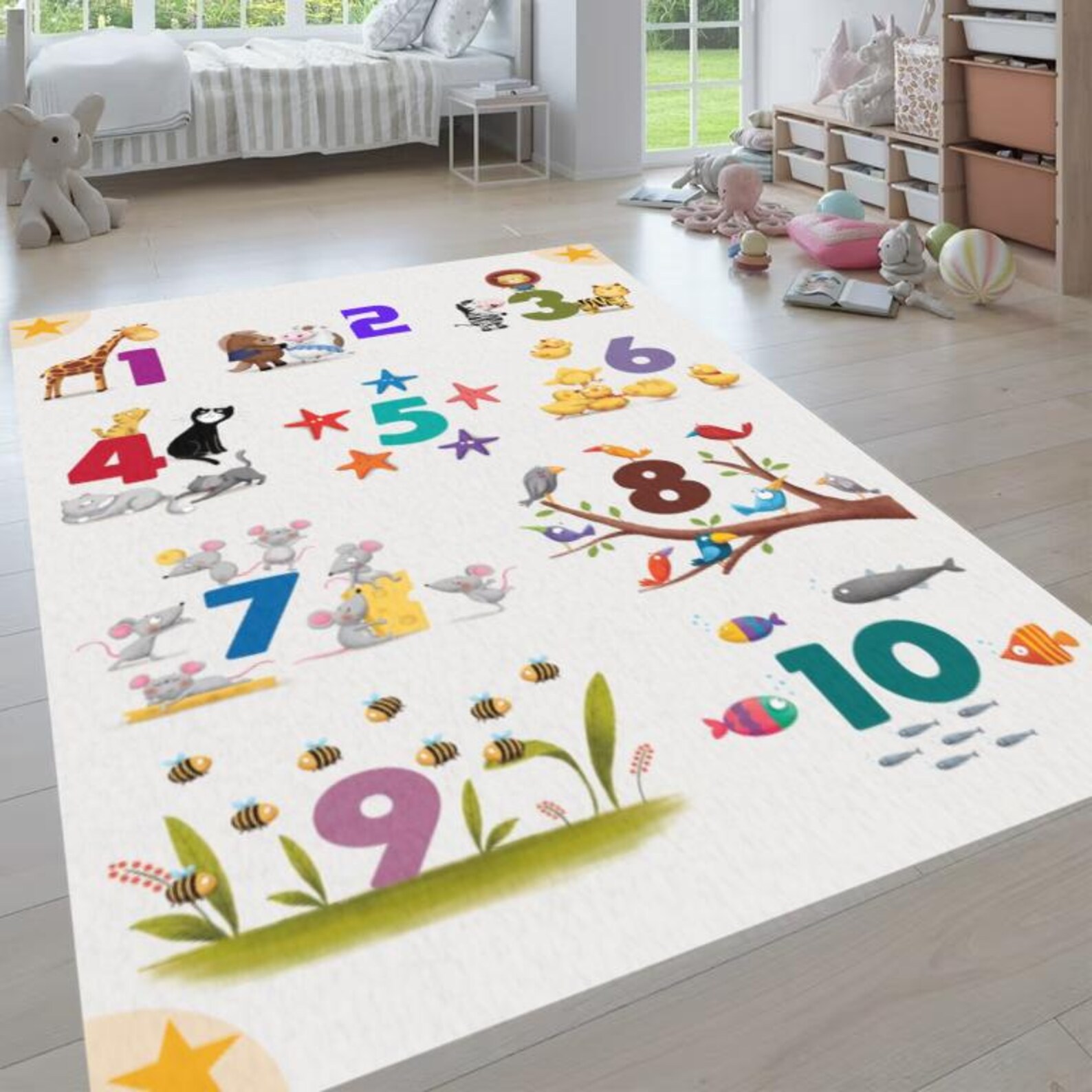 Numbers Learning Kids Rug , Educational Animal Counting Carpet ...