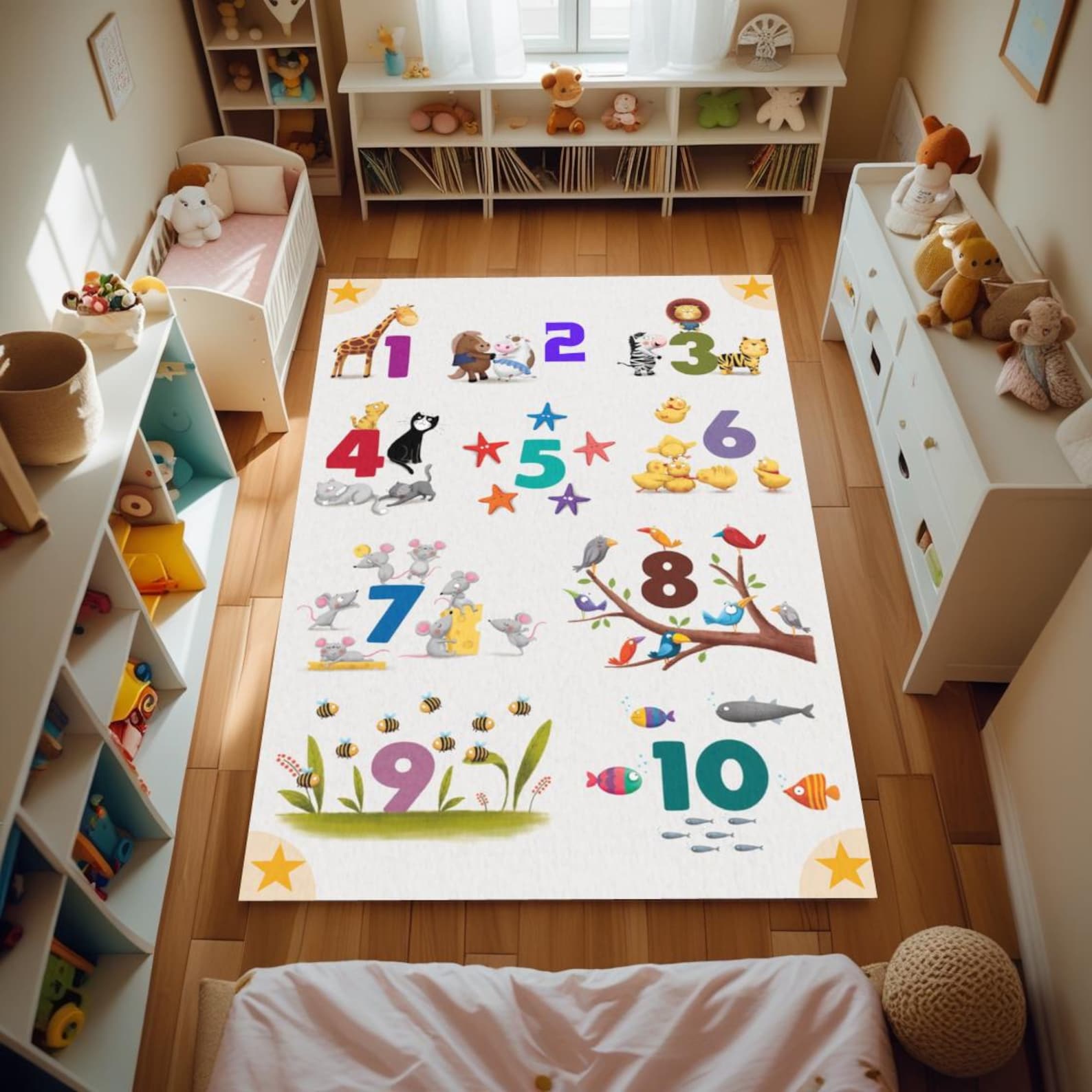 Numbers Learning Kids Rug , Educational Animal Counting Carpet ...