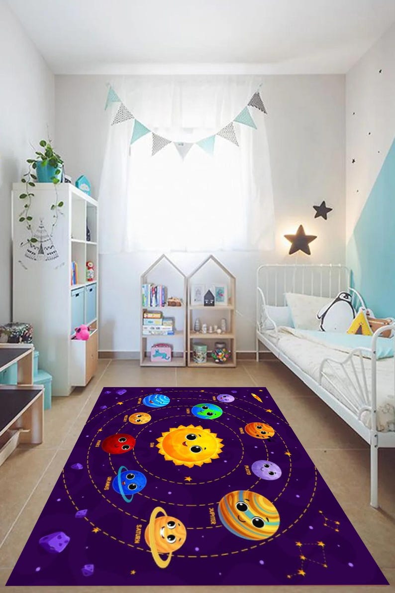 Kids Solar System Area Rug, Educational Nursery Playroom Carpet - Etsy