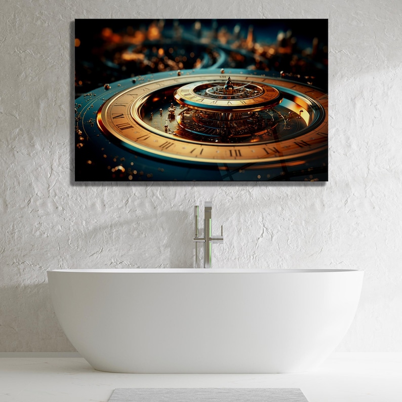 Astronomical Clock Artwork on Ultra Gloss - Tempered Glass Wall Art - Etsy