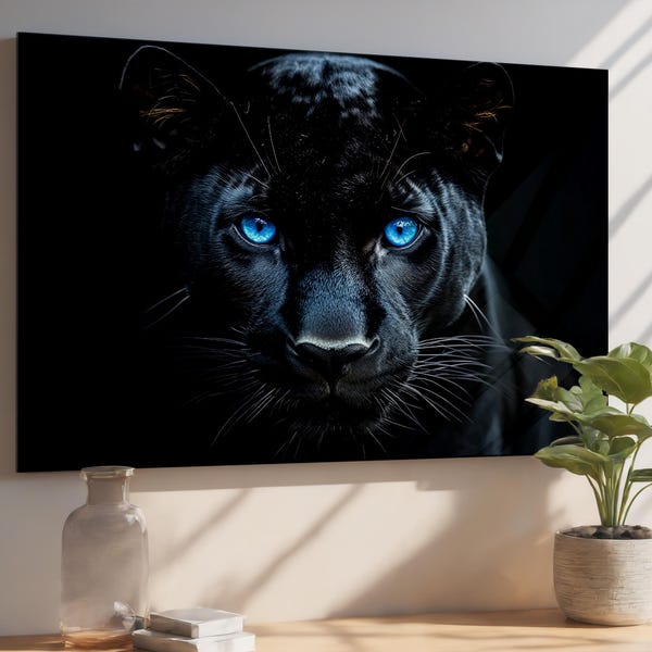 Glass Wall Art Panther - Etsy UK