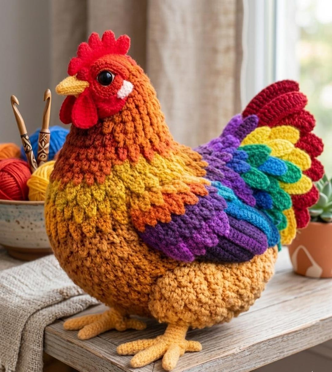 Realistic Amigurumi Rooster Crochet Pattern PDF, Chicken Plush Toy ...