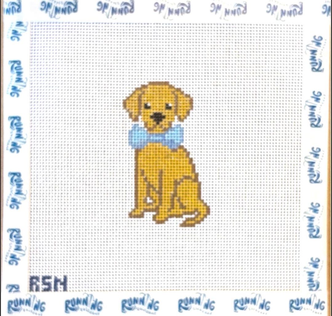 Golden Retriever With Bowtie Needlepoint Canvas - 18 Mesh - Etsy