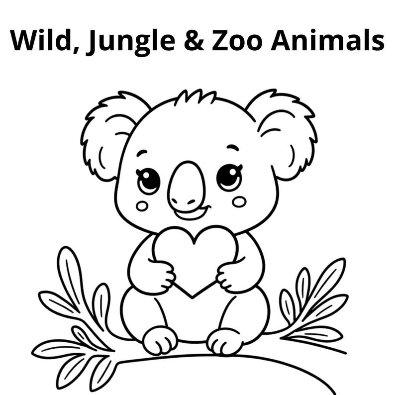 Kawaii Wild Animals Coloring Pages for Toddlers | Cute Jungle & Zoo ...