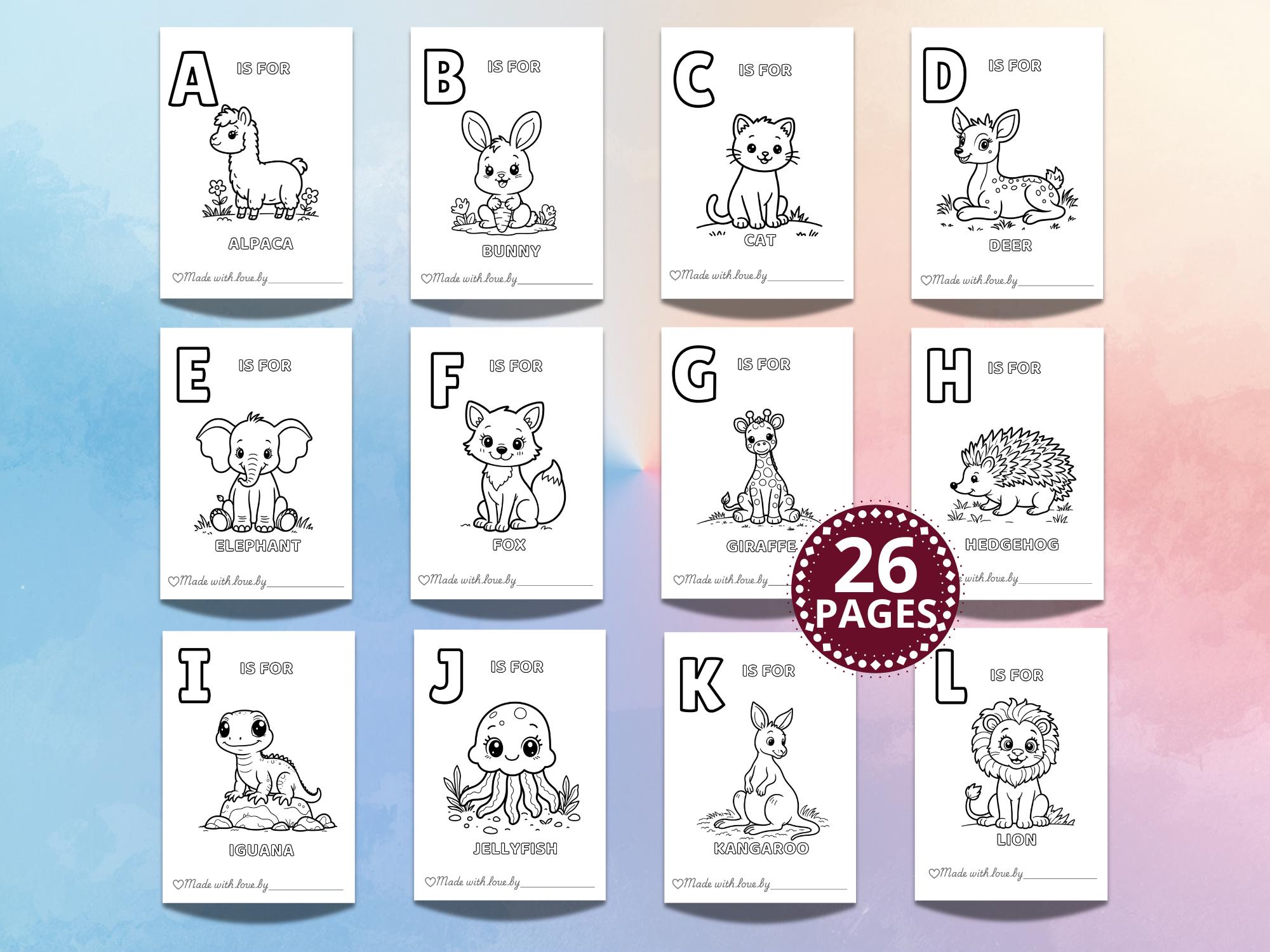 ABC Coloring Book Baby Shower Game Printable, Baby First ABC Book ...