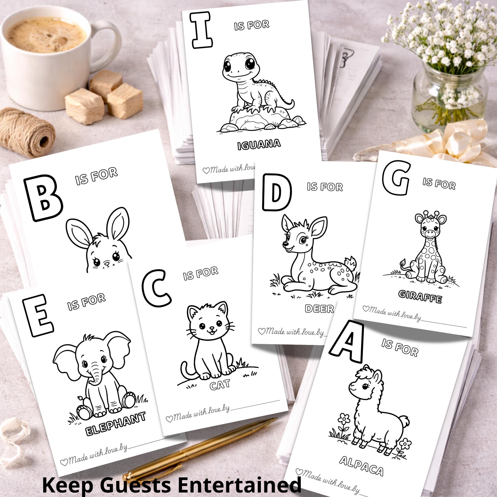ABC Coloring Book Baby Shower Game Printable, Baby First ABC Book ...