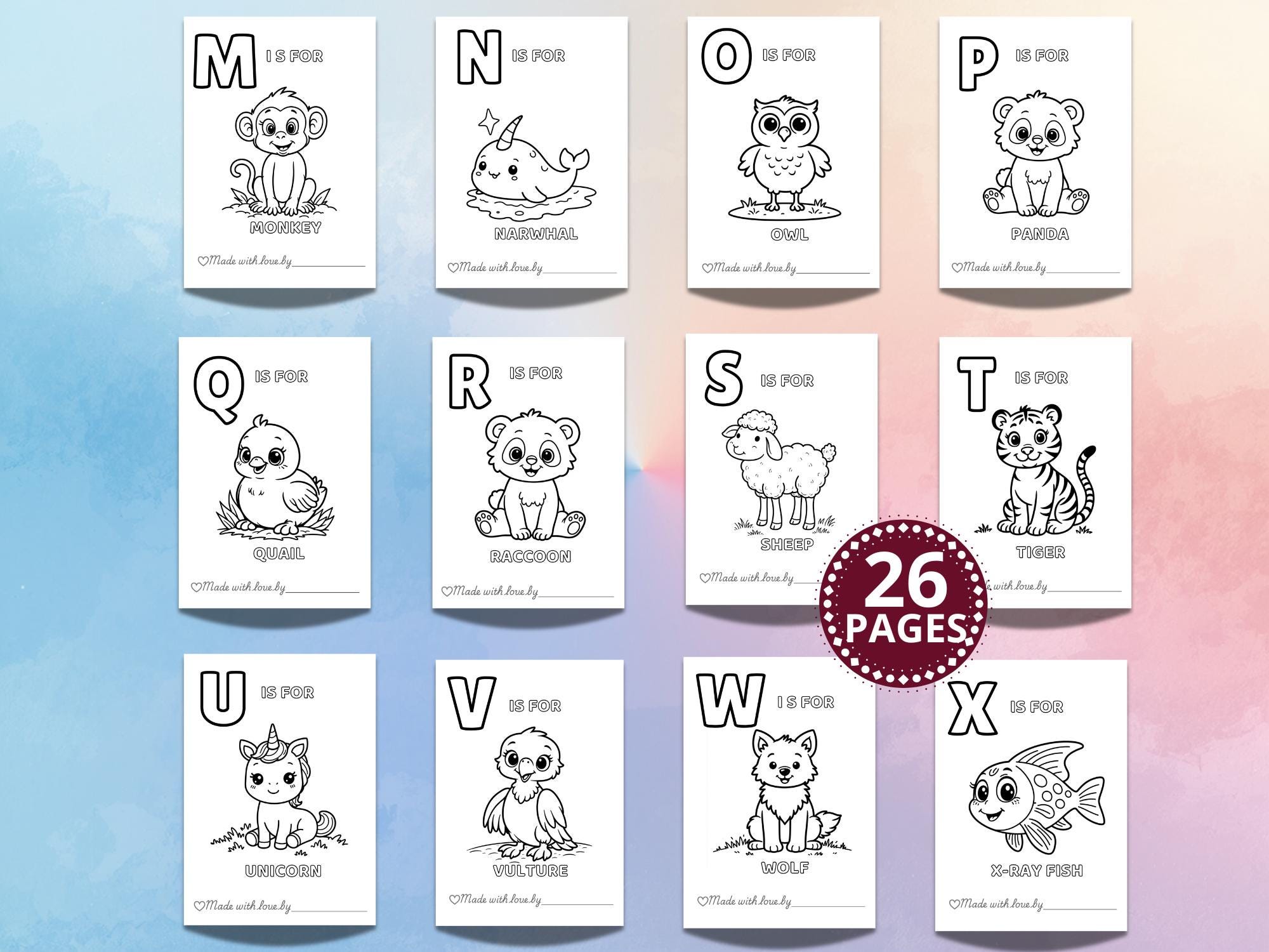 ABC Coloring Book Baby Shower Game Printable, Baby First ABC Book ...