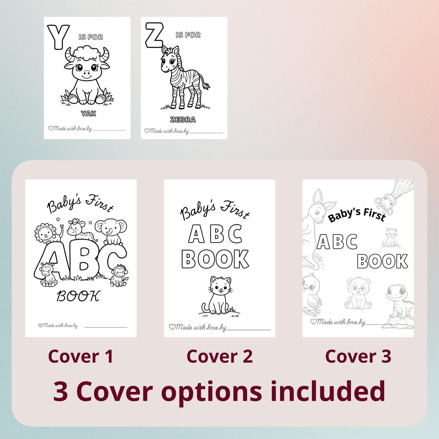 ABC Coloring Book Baby Shower Game Printable, Baby First ABC Book ...