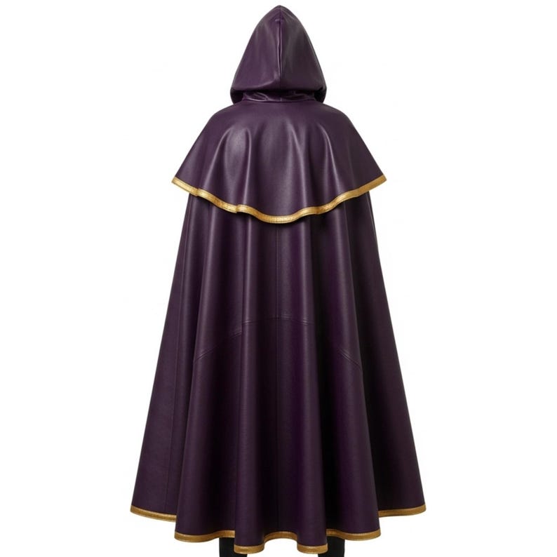 Amethyst Seer – Handmade Purple Leather Hooded Cloak With Vest ...