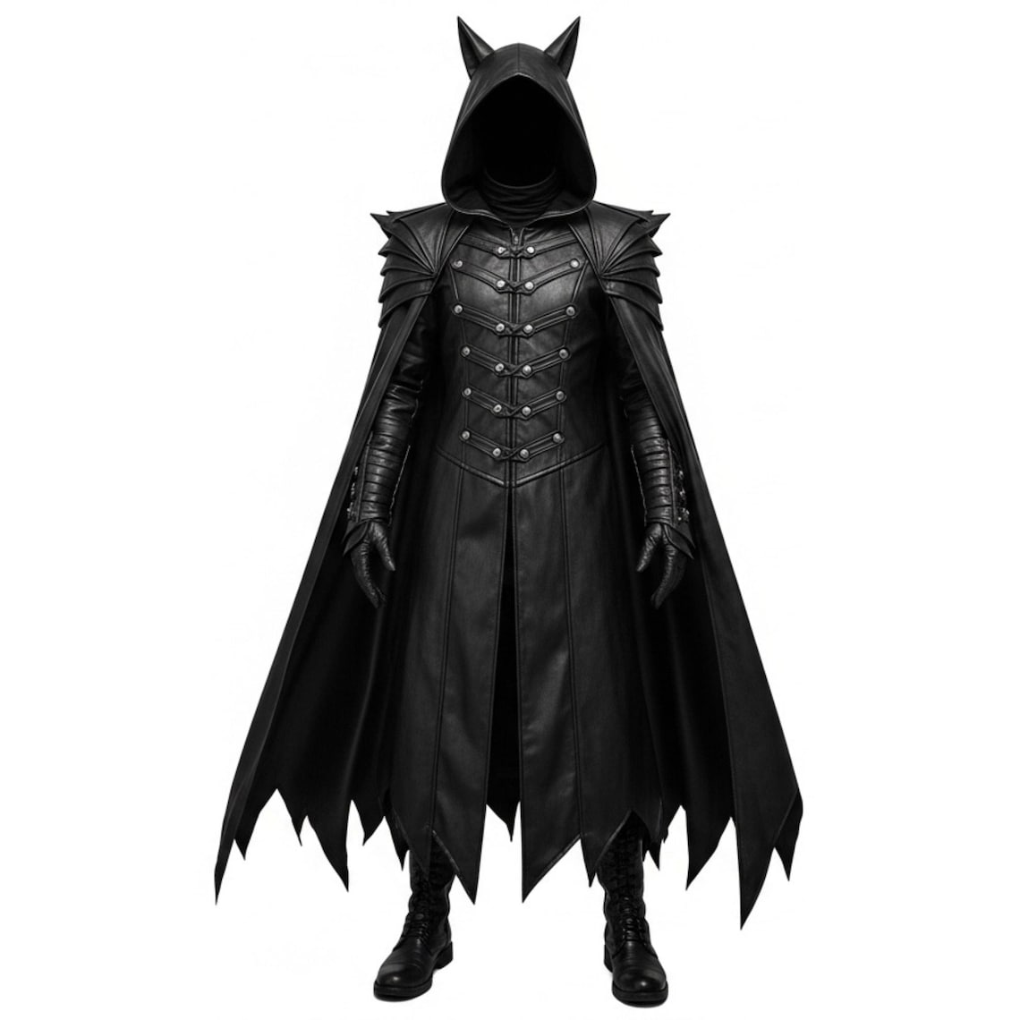Genuine Leather Superhero Hooded Cloak – Handmade Midnight Protector ...
