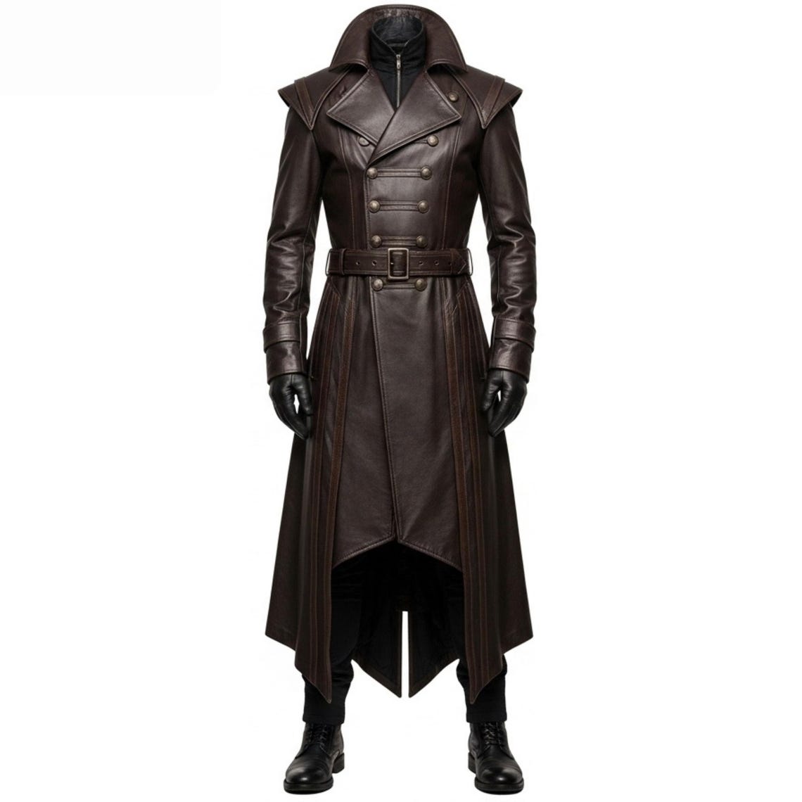 Black Leather Medieval Trench Coat – Handmade Gothic LARP Cosplay ...